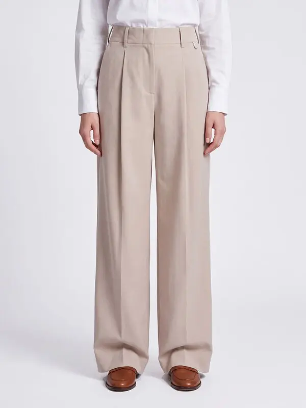 Herno High-waisted Wide-leg Crêpe Trousers With Front Pleats - Yellow
