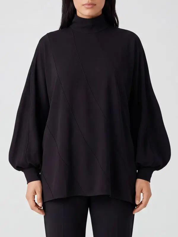 Zimmermann Viscose Blouse With High Neck And Balloon Sleeves - Black