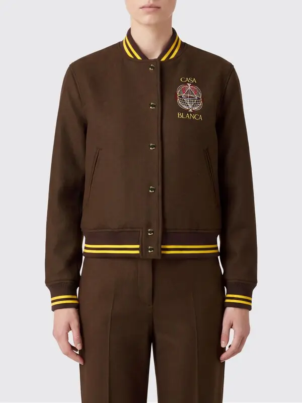 Casablanca Cropped Virgin Wool Bomber Jacket With Contrast Trims