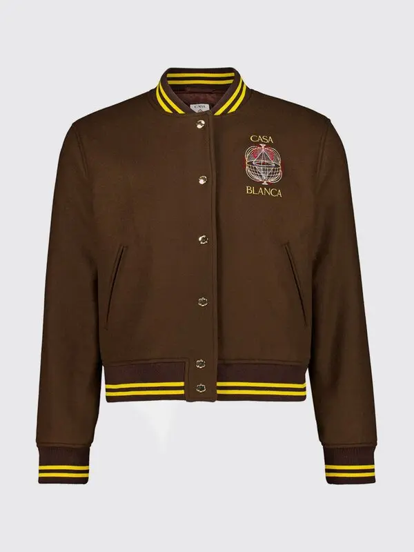 Casablanca Cropped Virgin Wool Bomber Jacket With Contrast Trims