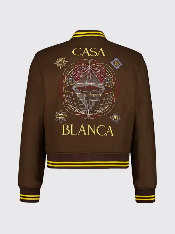 Casablanca Cropped Virgin Wool Bomber Jacket With Contrast Trims