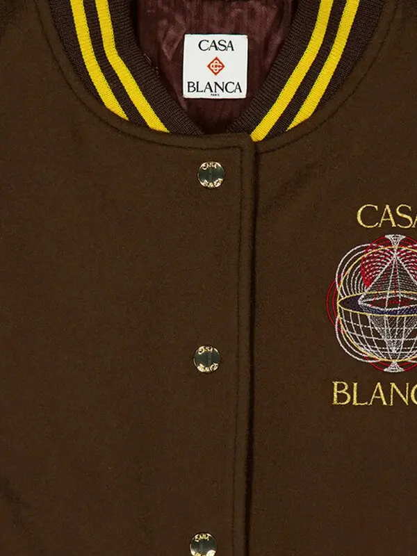 Casablanca Cropped Virgin Wool Bomber Jacket With Contrast Trims