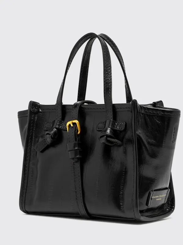 GIANNI CHIARINI Miss Marcella Mini Leather Handbag With Shoulder Strap - Black
