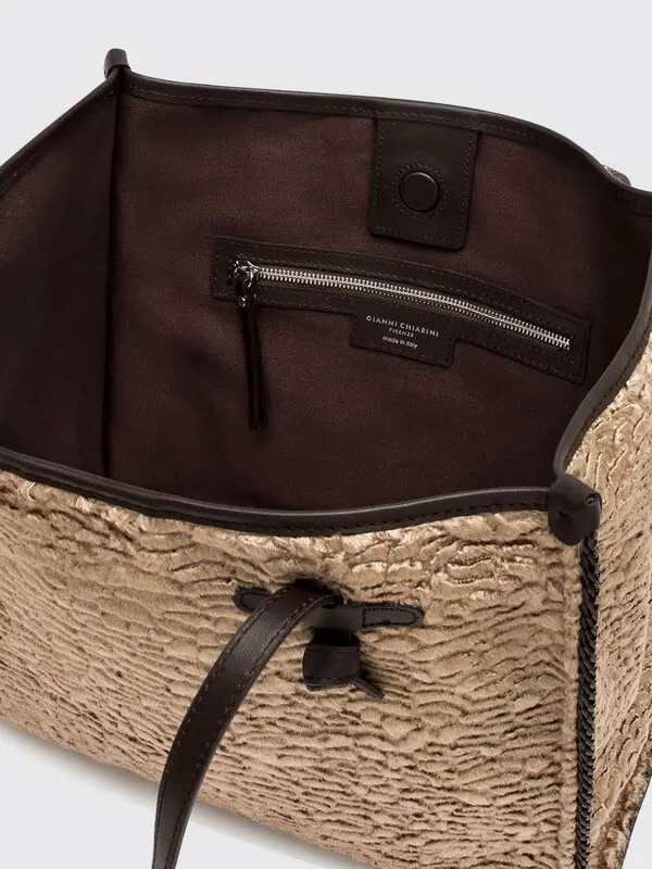 GIANNI CHIARINI Marcella Cotton Blend Shoulder Bag With Leather Handles