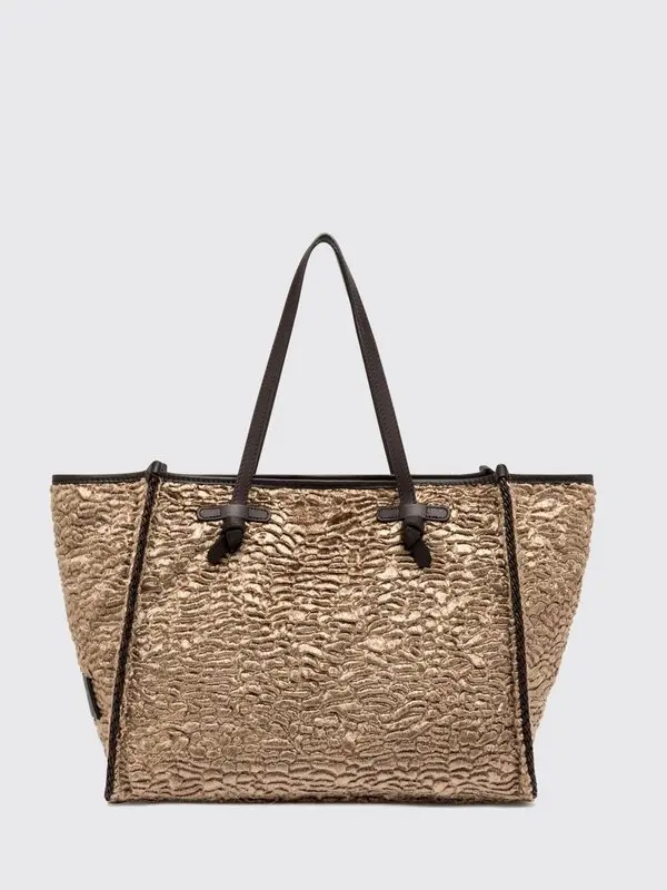 GIANNI CHIARINI Marcella Cotton Blend Shoulder Bag With Leather Handles - Brown