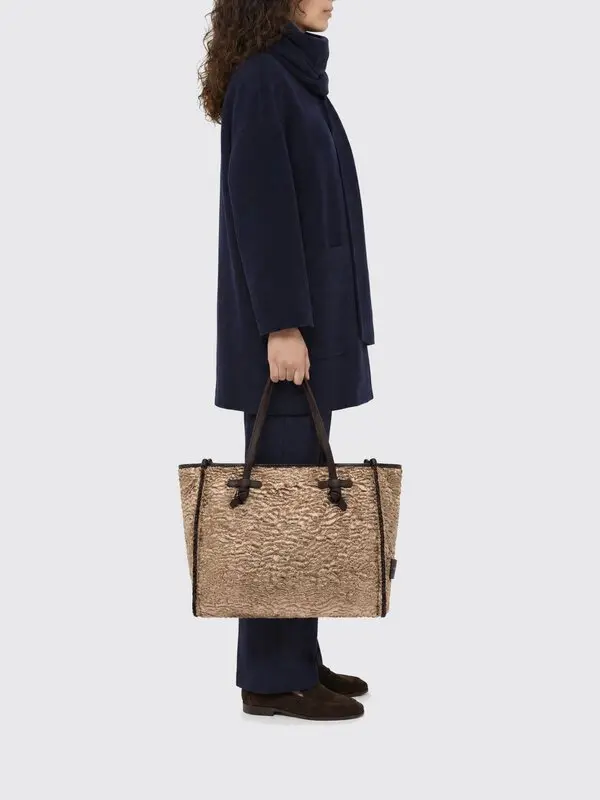 GIANNI CHIARINI Marcella Cotton Blend Shoulder Bag With Leather Handles - Brown