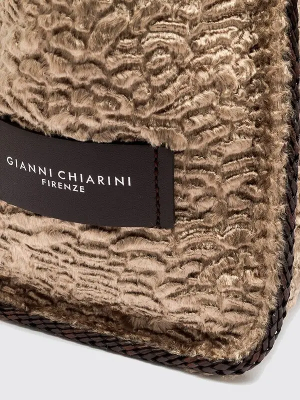 GIANNI CHIARINI Marcella Cotton Blend Shoulder Bag With Leather Handles - Brown