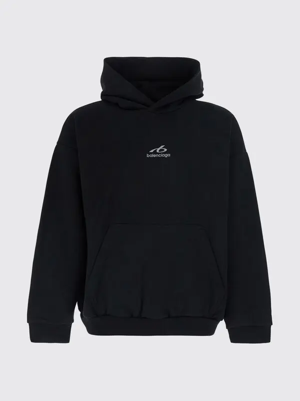 Balenciaga Contrast Logo Cotton Hoodie With Kangaroo Pocket