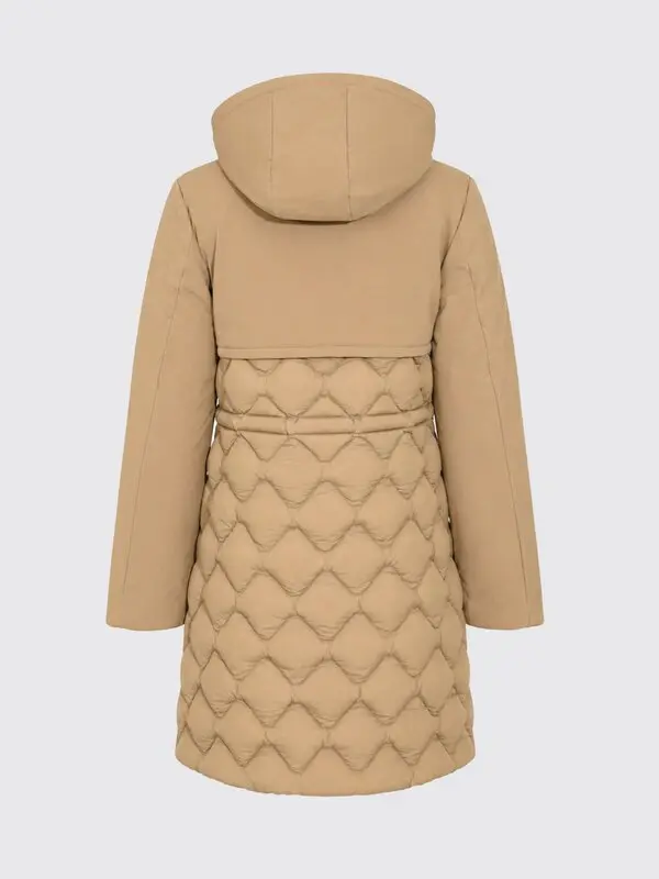 K-WAY Long Quilted Parka With Hood And Primaloft® Technology - Beige