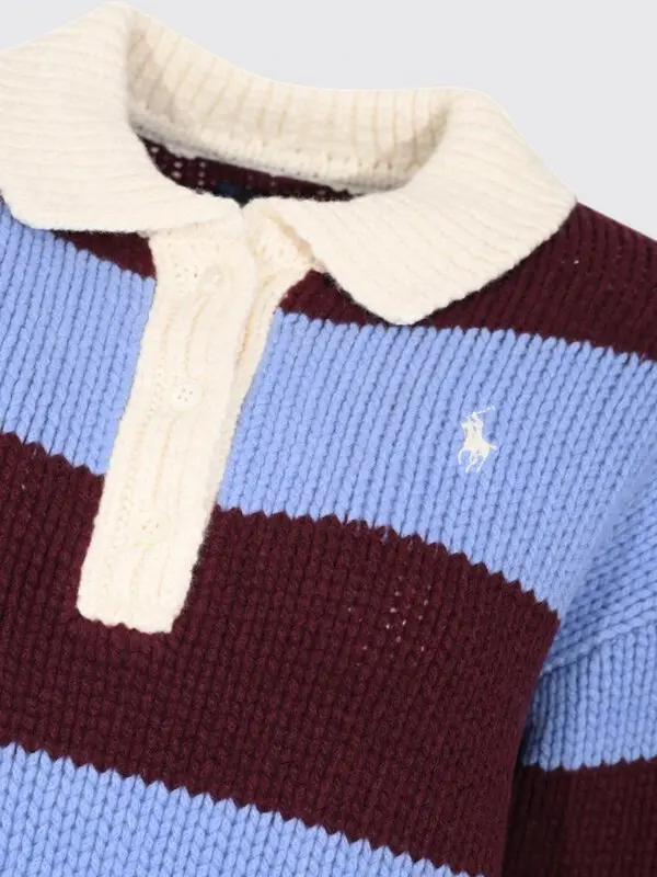 Polo Ralph Lauren Striped Wool Blend Knit Polo With Pony Logo - Red