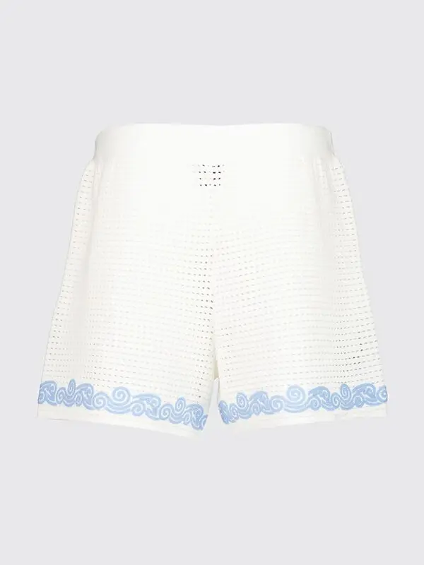 Casablanca Embroidered Perforated Cotton Knit Shorts
