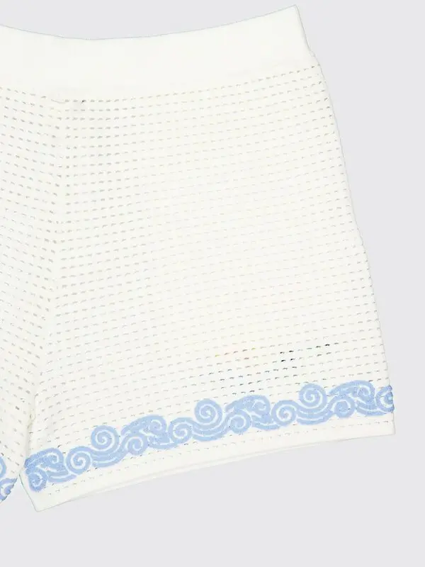 Casablanca Embroidered Perforated Cotton Knit Shorts
