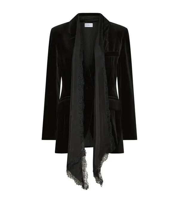 Marella Stretch-velvet Silk-scarf Blazer