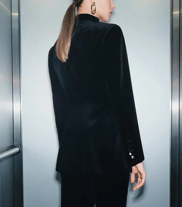 Marella Stretch-velvet Silk-scarf Blazer