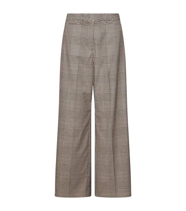 Marella Check Relaxed Trousers - Brown