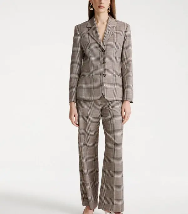 Marella Check Relaxed Trousers - Brown