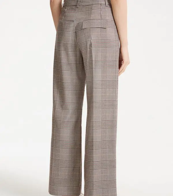 Marella Check Relaxed Trousers - Brown