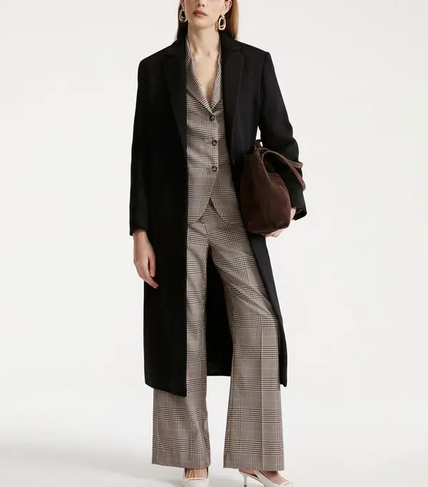 Marella Check Relaxed Trousers - Brown
