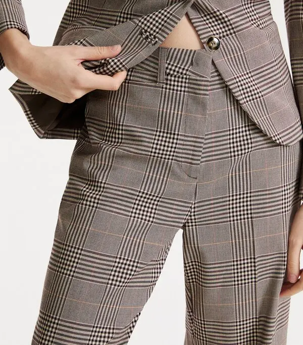 Marella Check Relaxed Trousers - Brown