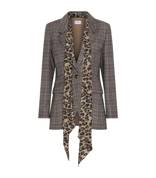 Marella Wool Check Scarf-detail Blazer - Beige