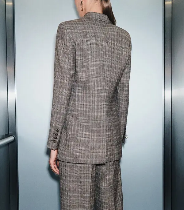 Marella Wool Check Scarf-detail Blazer - Beige