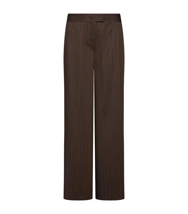 Marella Wool-blend Pinstripe Wide-leg Trousers