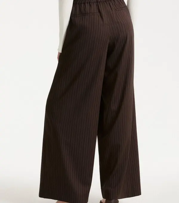 Marella Wool-blend Pinstripe Wide-leg Trousers