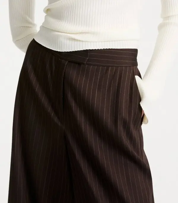 Marella Wool-blend Pinstripe Wide-leg Trousers