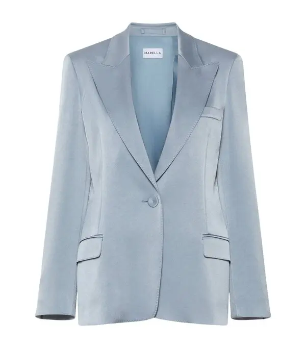 Marella Satin Single-breasted Blazer - Blue