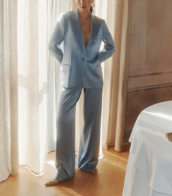 Marella Satin Single-breasted Blazer - Blue