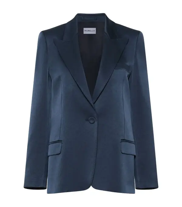 Marella Satin Single-breasted Blazer - Navy
