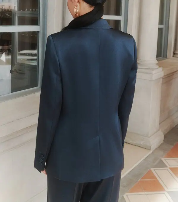 Marella Satin Single-breasted Blazer - Navy