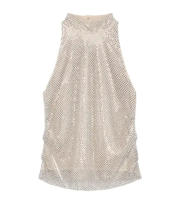 Marella Mesh Embellished High-neck Top