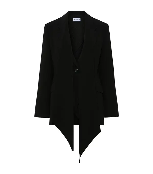 Marella Envers Satin Scarf-detail Blazer - Black