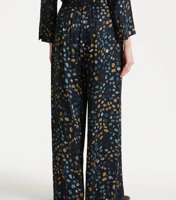 Marella Twill Printed Trousers - Navy