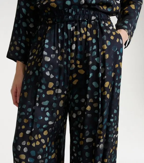 Marella Twill Printed Trousers - Navy