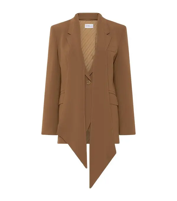 Marella Envers Satin Scarf-detail Blazer - Brown