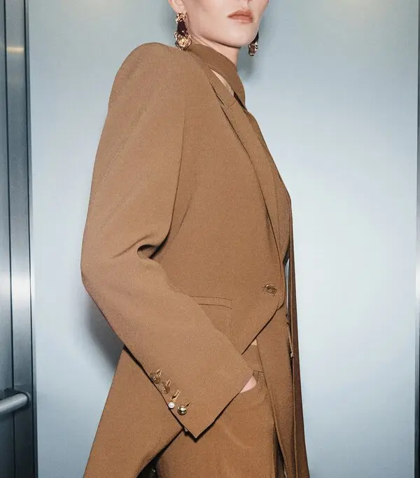 Marella Envers Satin Scarf-detail Blazer - Brown