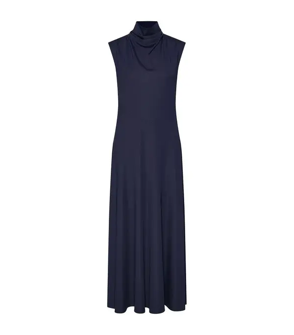 Marella Jersey High-neck Midi Dress - Navy