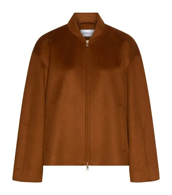 Marella Virgin Wool-cashmere Bomber Jacket - Brown