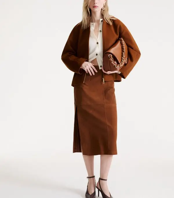 Marella Virgin Wool-cashmere Bomber Jacket - Brown