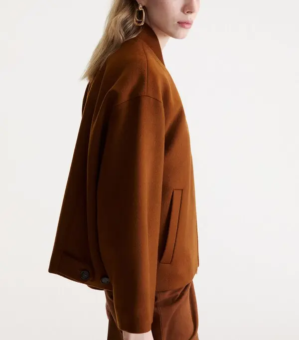 Marella Virgin Wool-cashmere Bomber Jacket - Brown
