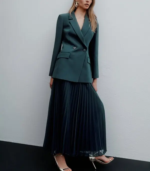 Marella Georgette Pleated Skirt - Navy