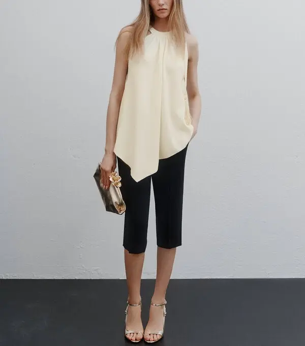 Marella Satin Asymmetrical Top - White