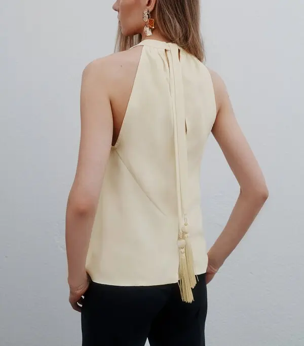 Marella Satin Asymmetrical Top - White