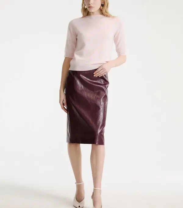 Marella Aged-effect Mini Skirt - Burgundy