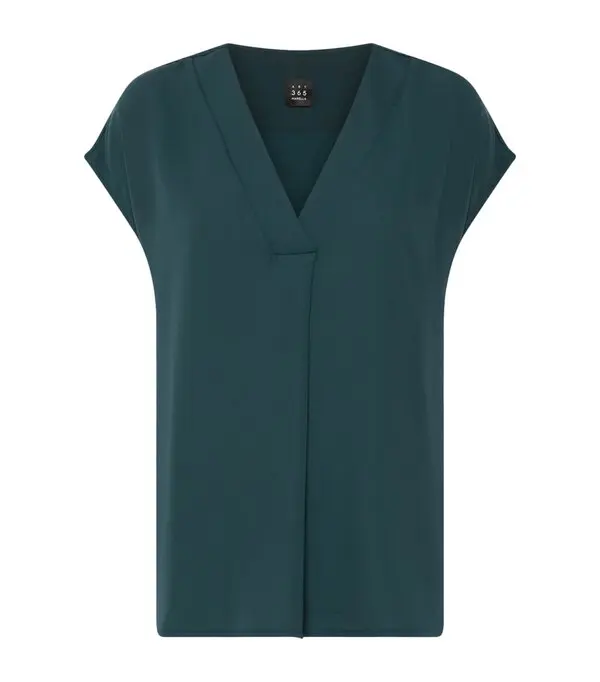 Marella Satin V-neck Blouse - Navy