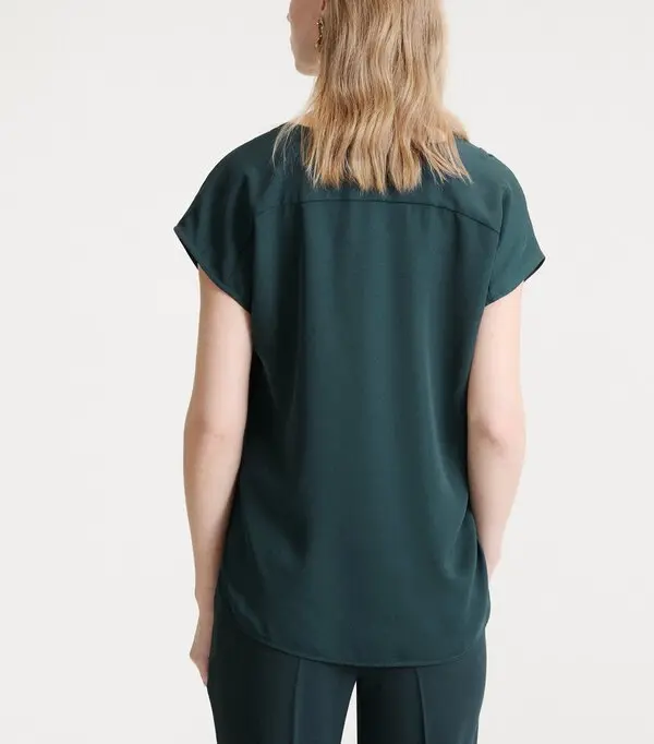 Marella Satin V-neck Blouse - Navy