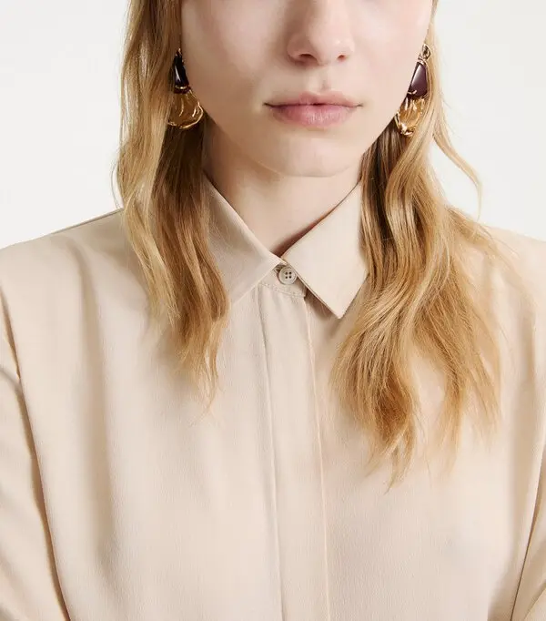 Marella Crepe De Chine Flower-detail Shirt - Beige
