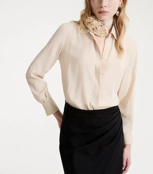 Marella Crepe De Chine Flower-detail Shirt - Beige